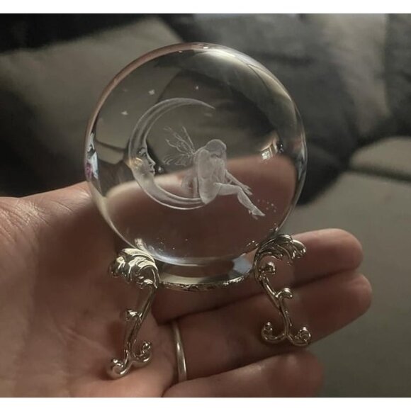 Accents | New 6mm23inch Moon Fairy Crystal Ball Paperweight 3d Laser ...